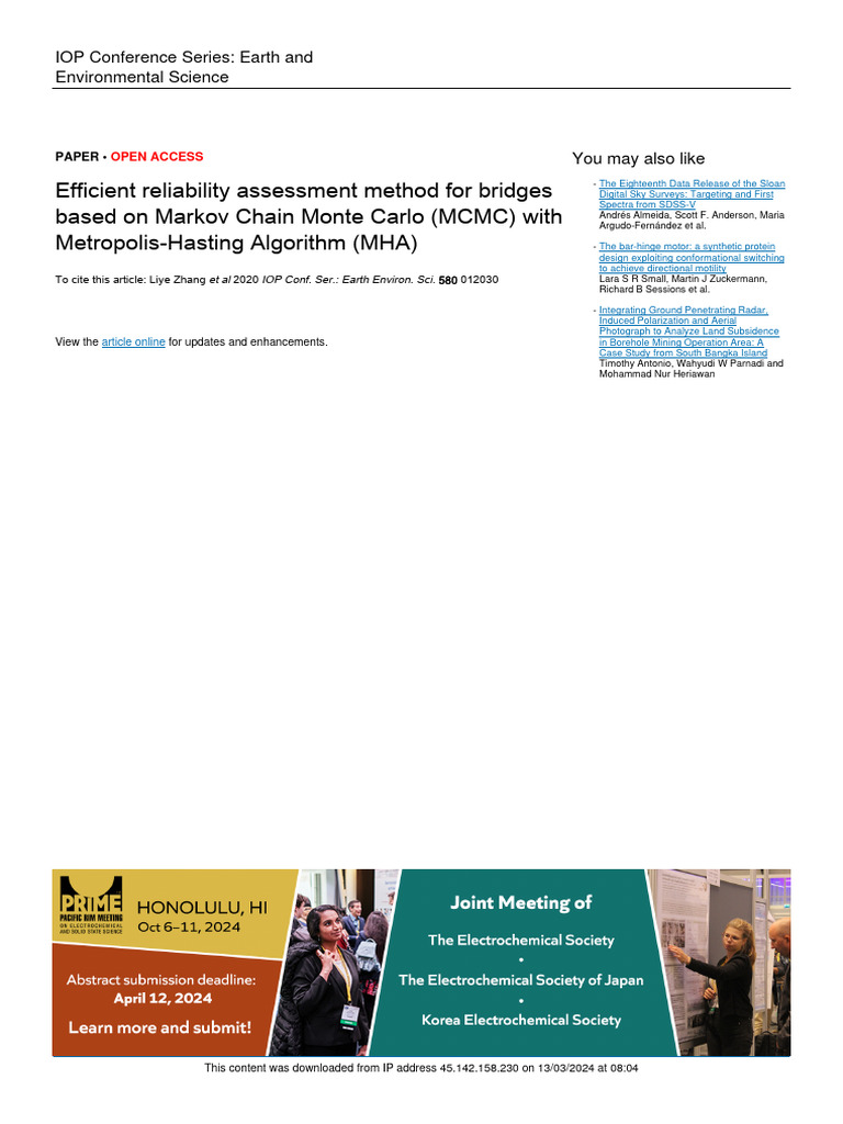 Bridge Reliability via MCMC Method | PDF | Monte Carlo Method | Reliability Engineering