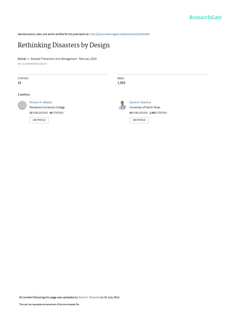 Disasters by Design DPMarticle | PDF | Emergency Management ...