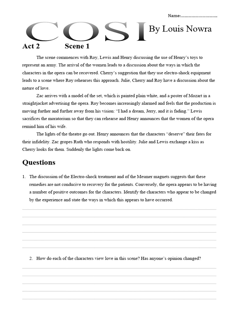 Cosi Questions Act2 | PDF