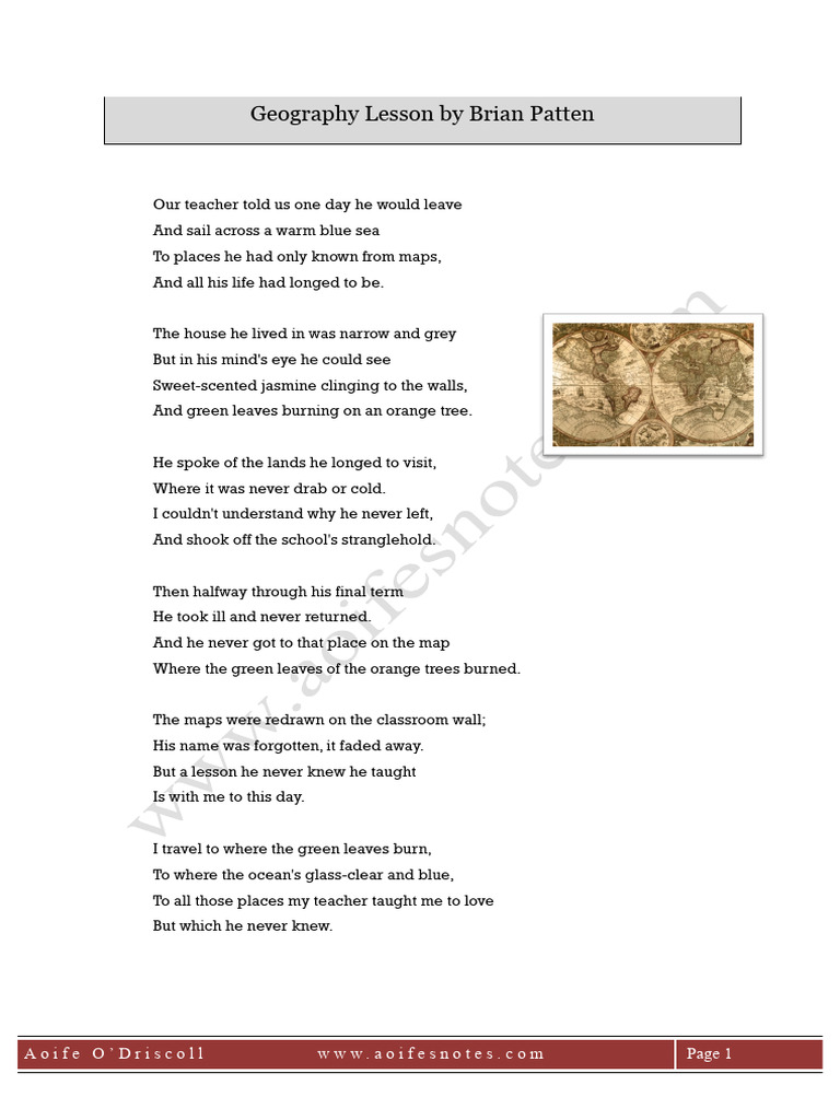 Geography Lesson by Brian Patten | PDF | Teachers