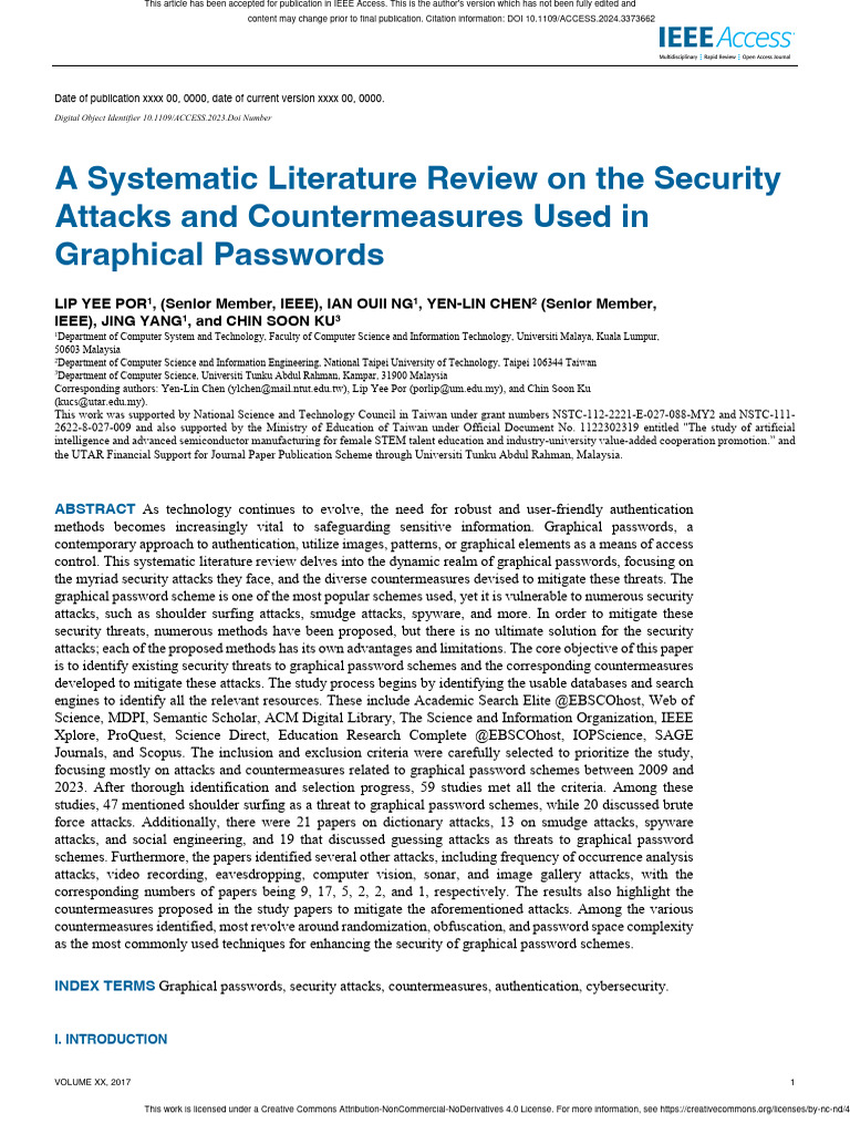 A Systematic Literature Review On The Security Attacks And Countermeasures Used In Graphical