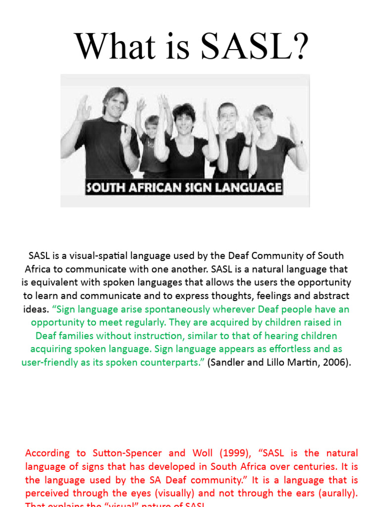 Week 2 Lesson 4 What is SASL | PDF | Sign Language | Linguistics
