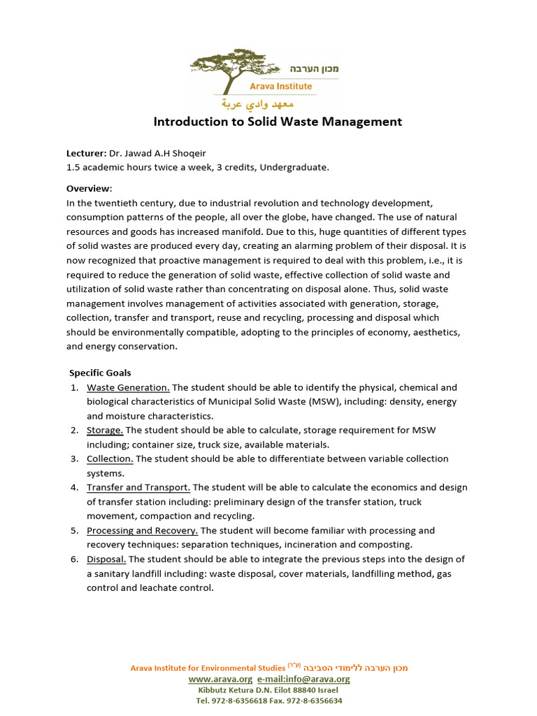 Introduction To Solid Waste | PDF | Municipal Solid Waste | Waste ...