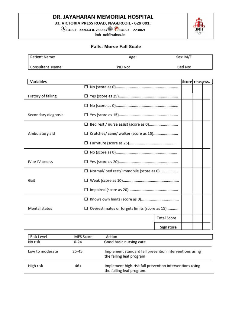 Morse Fall Risk Assessment | PDF | Health Sciences | Social Programs