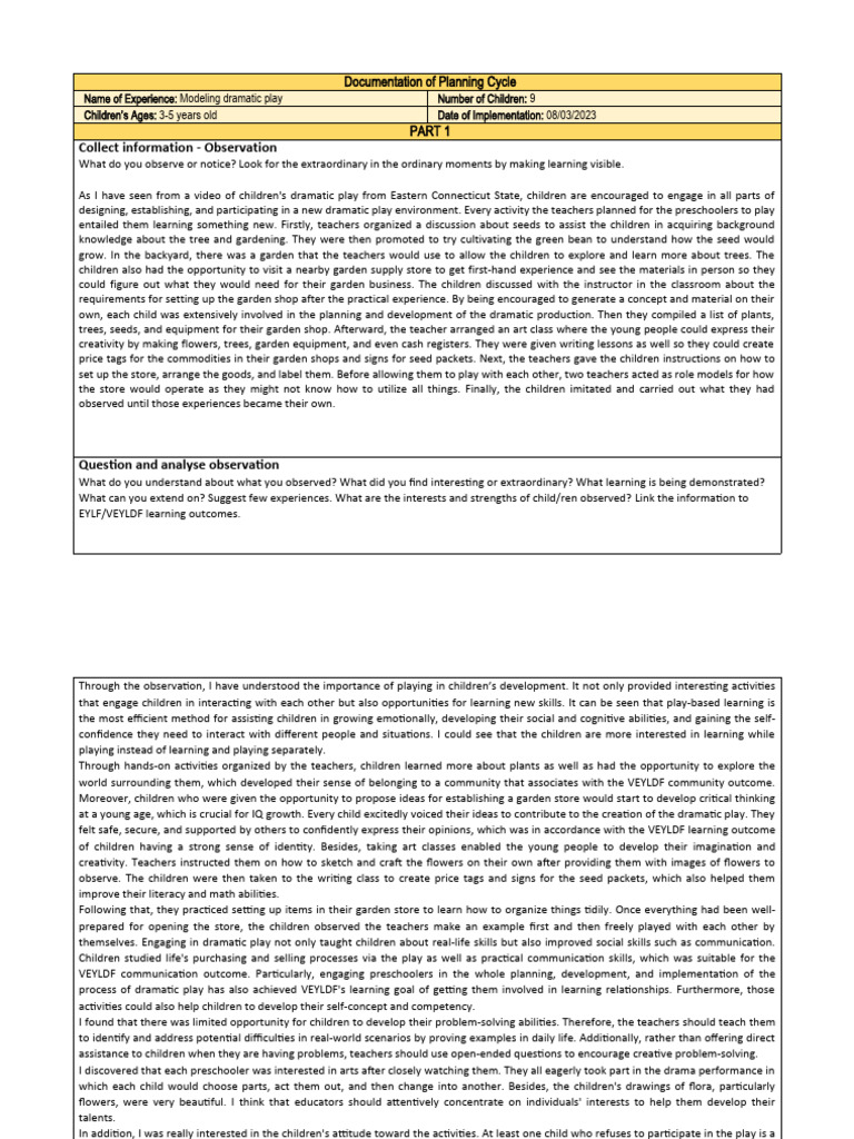 Documentation of Planning Cycle | PDF | Learning | Teachers