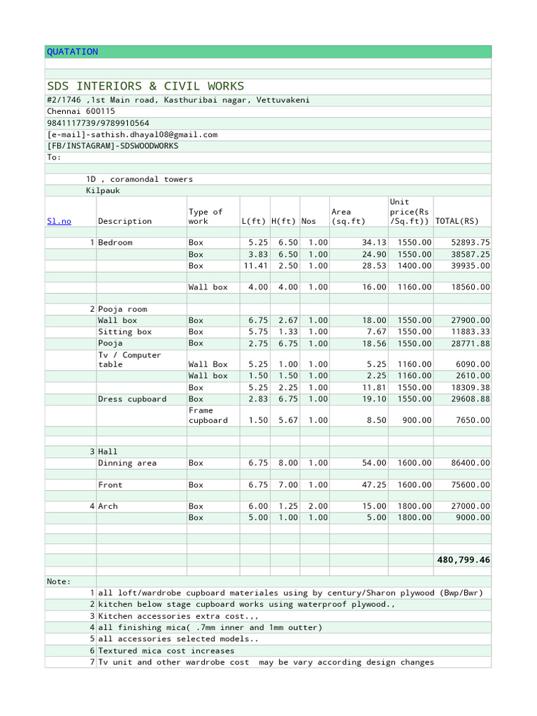 1D Coramondal Quotation | Download Free PDF | Home | Furniture