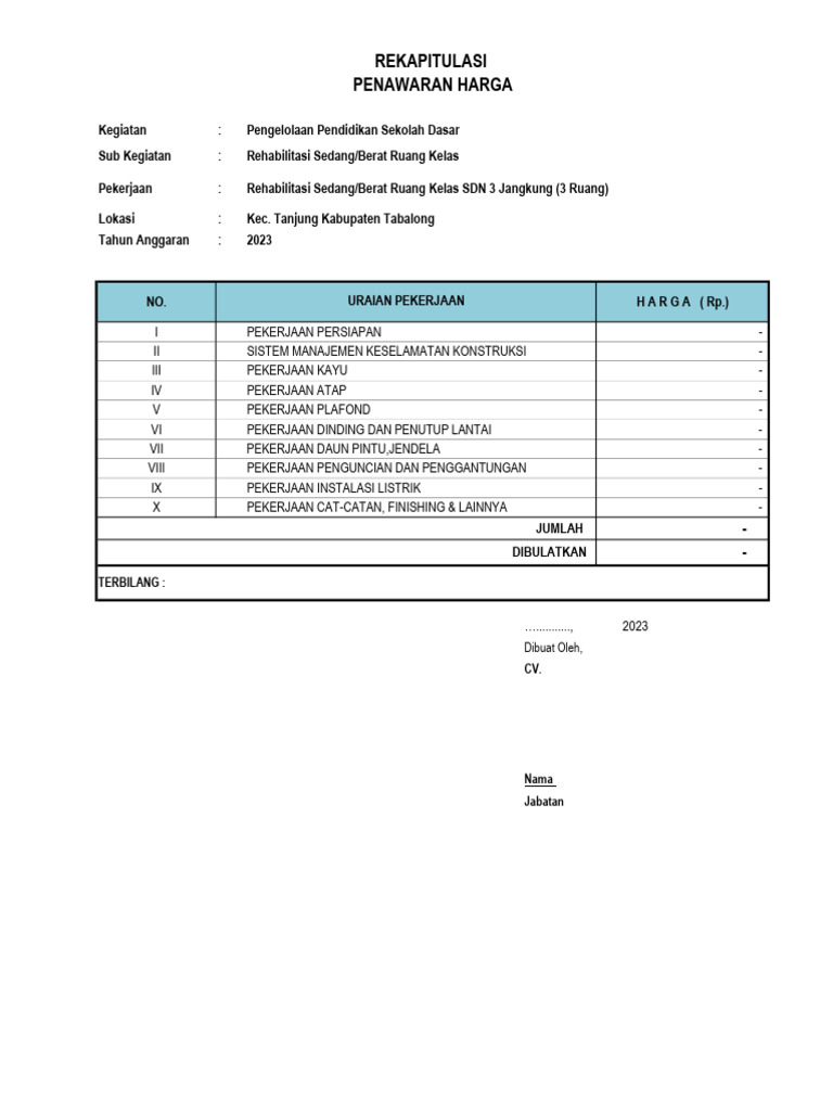 Rab Kosong SDN 3 Jangkung | PDF