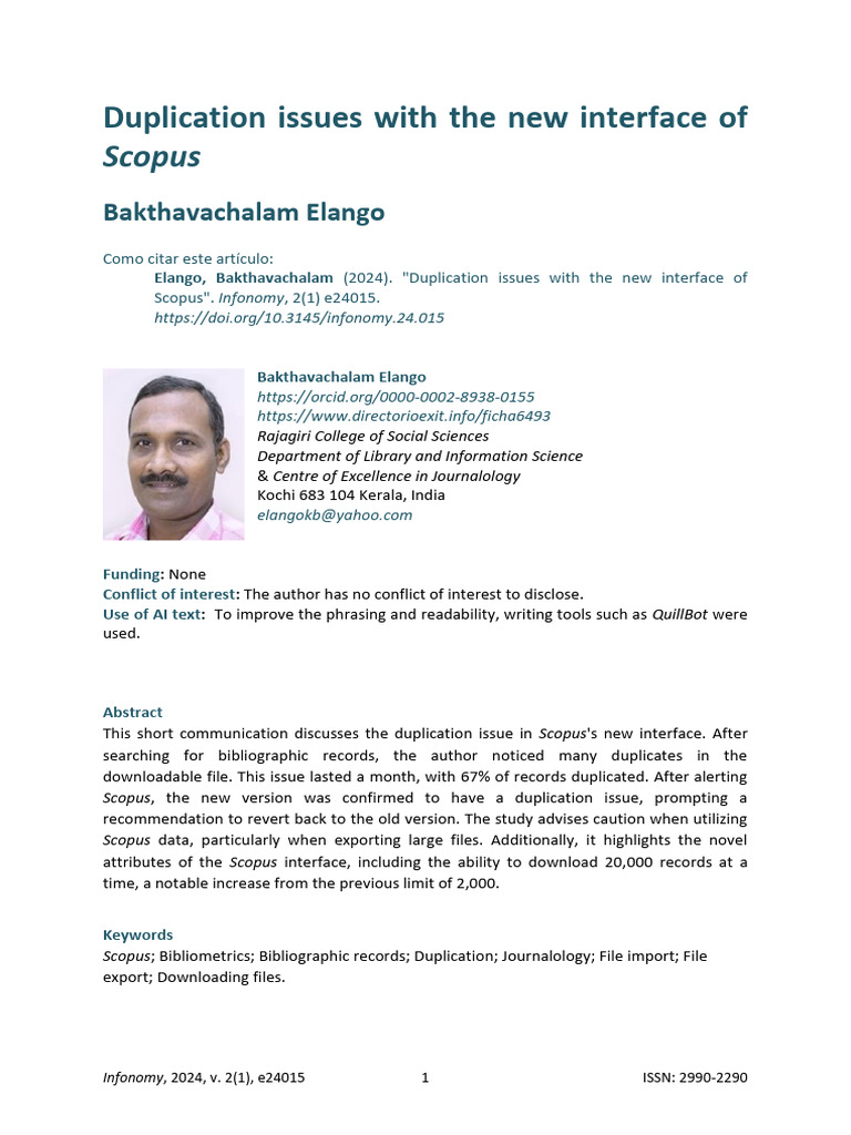 Elango Duplication Issues | PDF | Science | Scholarly Communication