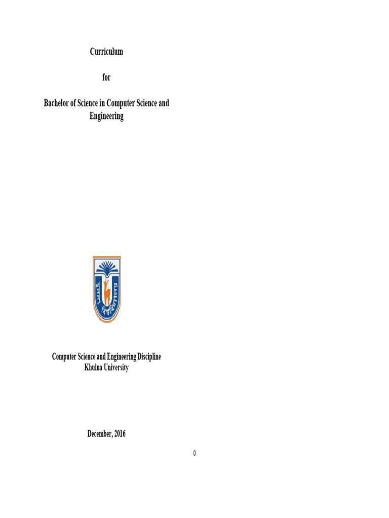 Curriculum For Bachelor of Science in Computer Science and Engineering ...