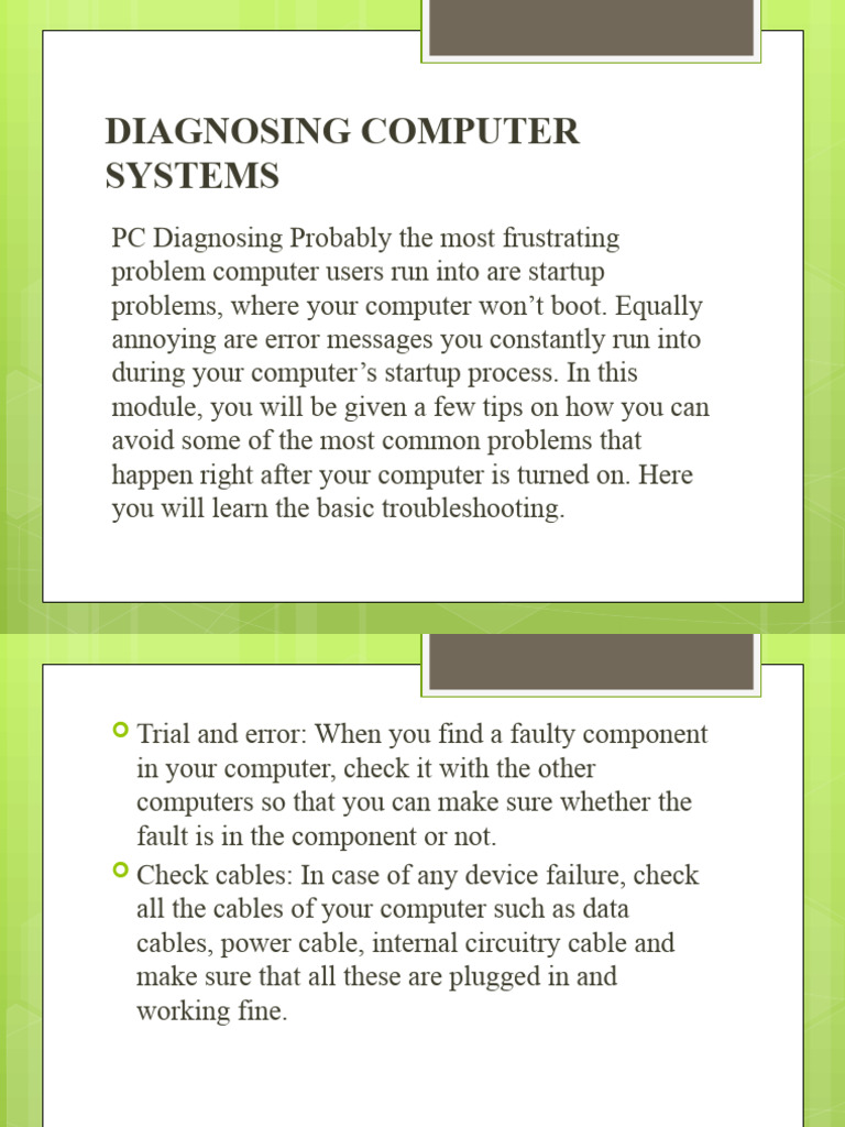 Diagnosing Computer Systems | Download Free PDF | Operating System | Troubleshooting