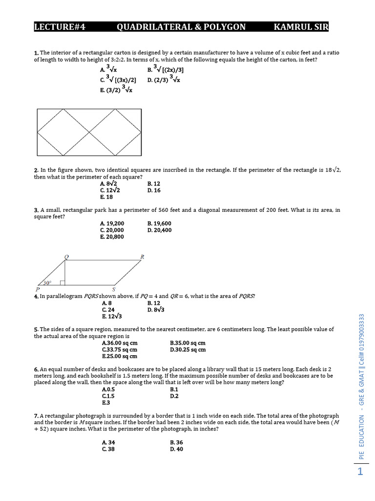 04quadrilateral& Polygon | PDF | Rectangle | Area