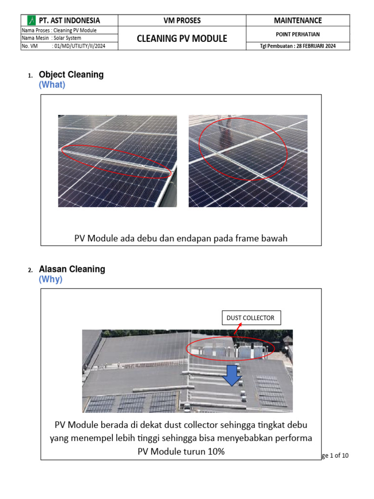 Prosedur Pembersihan PV Module | PDF