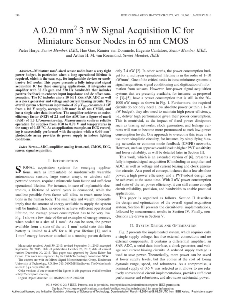 A 0.20 Text mm2 3 NW Signal Acquisition IC For Miniature Sensor Nodes in 65 NM CMOS | Download ...