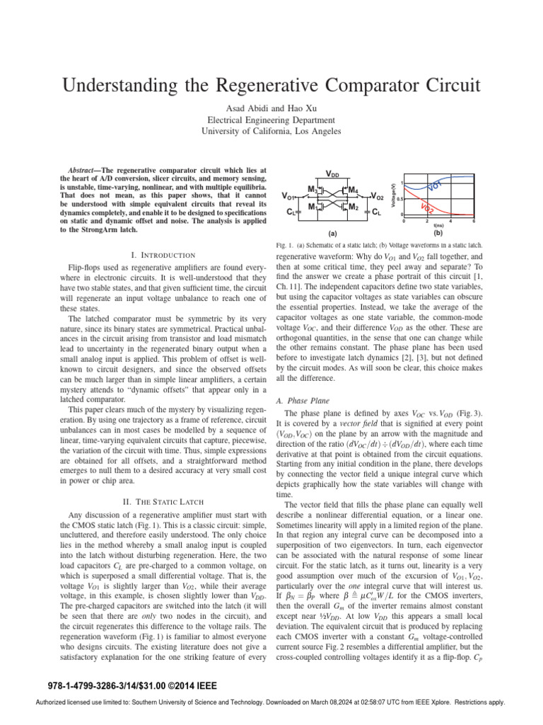 Understanding The Regenerative Comparator Circuit Pdf Field Effect Transistor Electronic