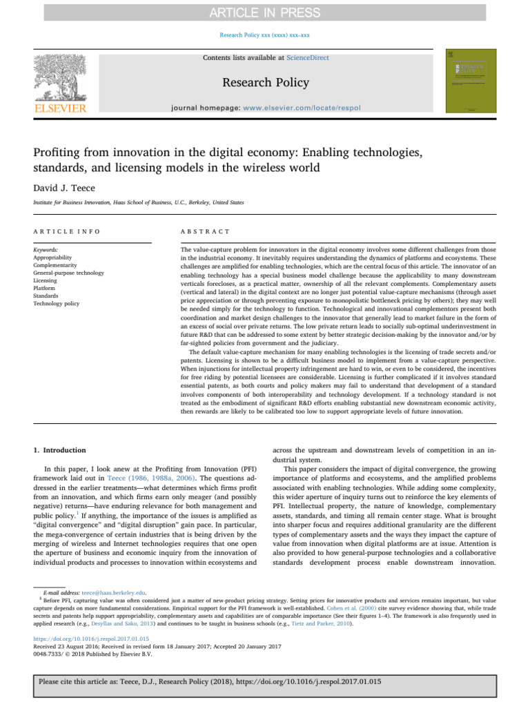 Profiting From Innovation in The Digital Economy - Enabling ... Profiting From Innovation in The Digital Economy - Enabling ...