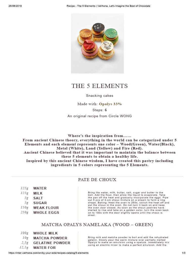 Recette The 5 Elements - Valrhona, Let's Imagine The Best of Chocolate ...