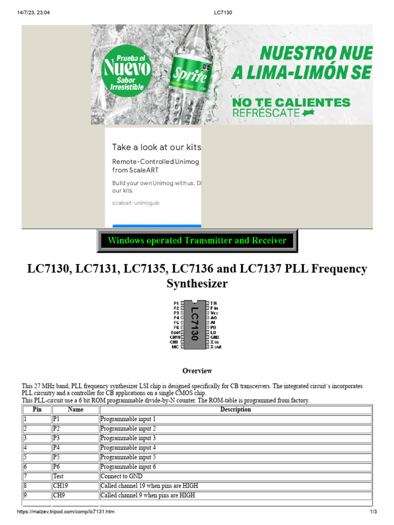 LC7130, LC7131, LC7135, LC7136 and LC7137 PLL Frequency Synthesizer ...