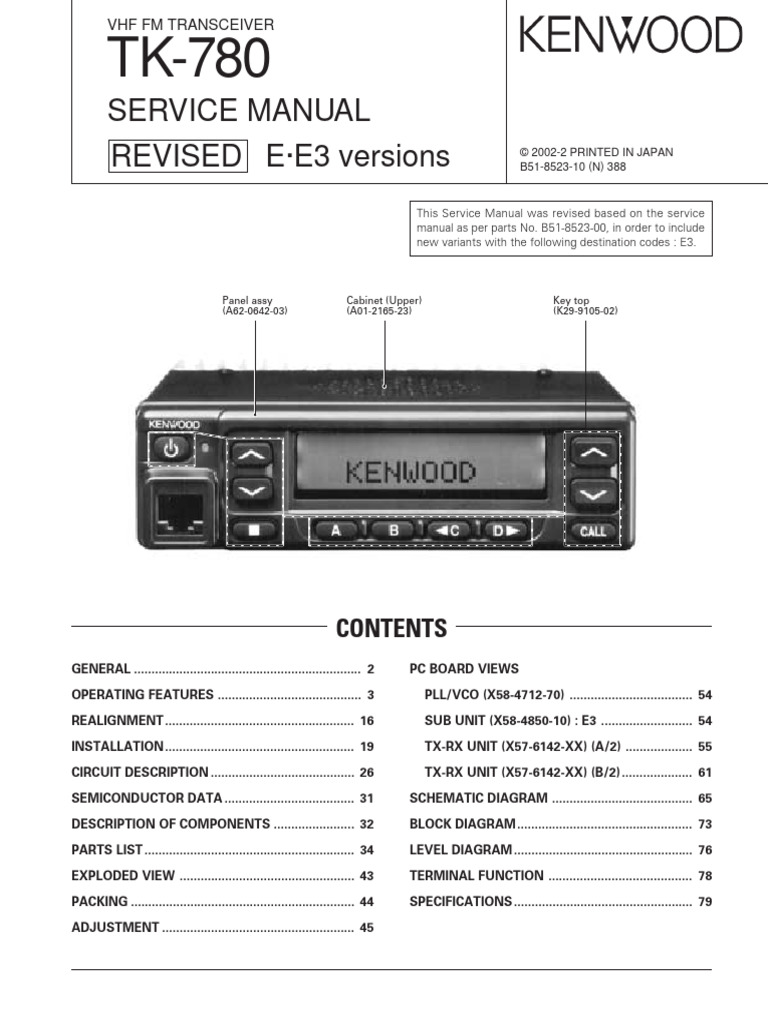 TK-780 (E - E3) Revised - B51-8523-10 | PDF | Radio | Electronics