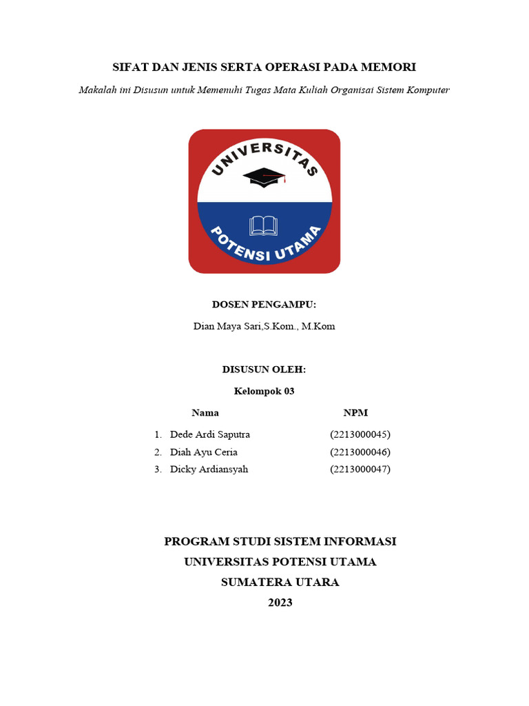 Sifat Dan Jenis Serta Operasi Pada Memori | PDF