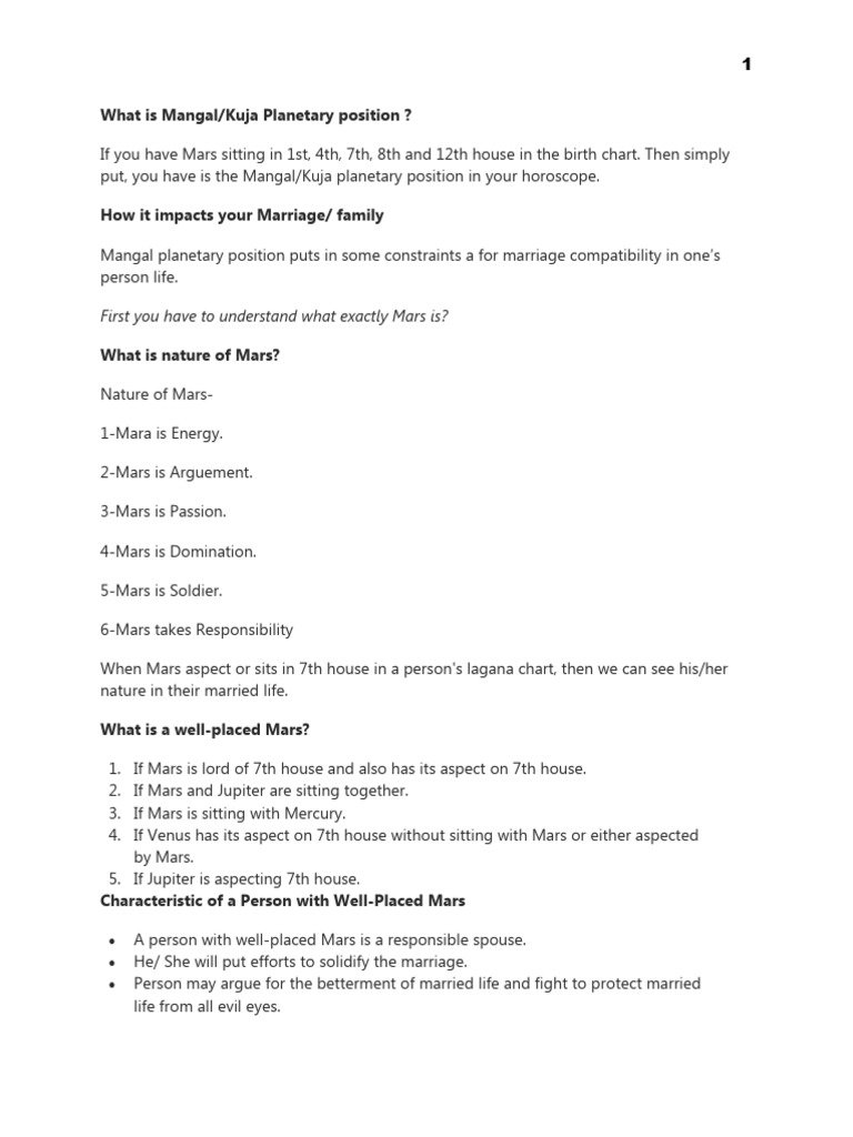 What Is Mangal Pdf Planets In Astrology Solar System