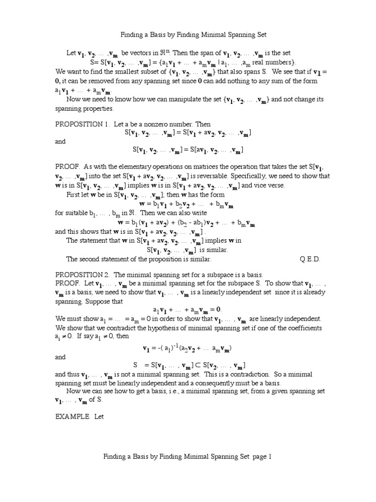 Basis | PDF | Basis (Linear Algebra) | Linear Subspace