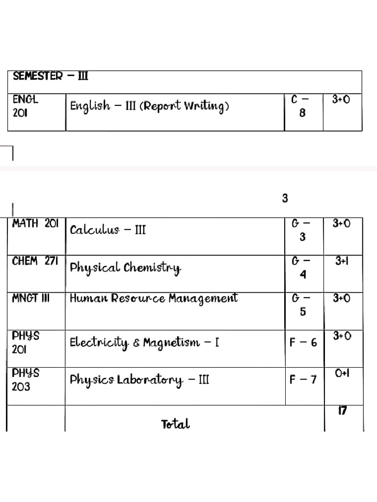 Outline 3rd Semester | PDF
