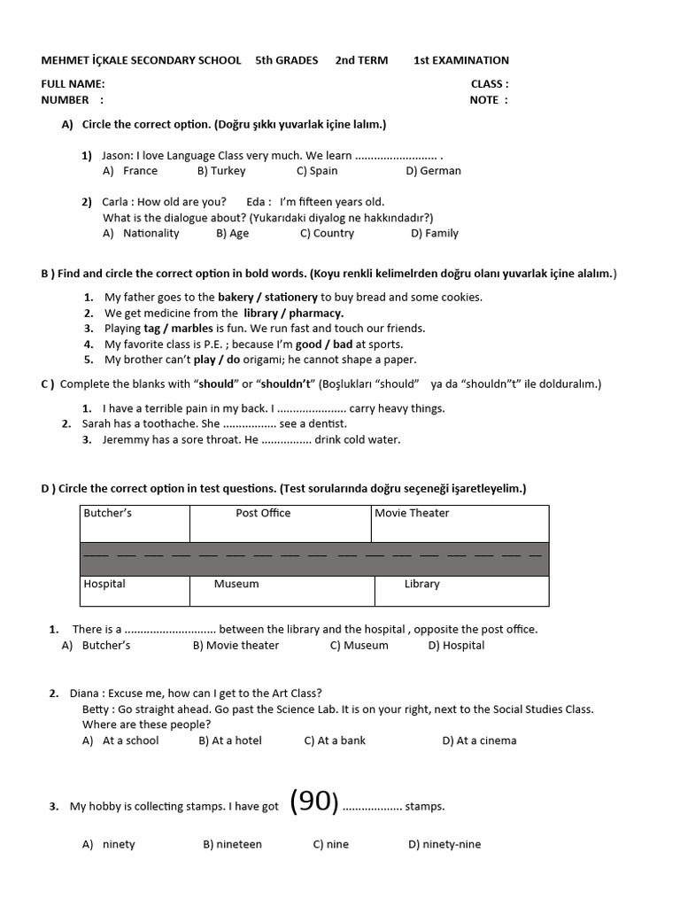 5TH GRADE 2nd TERM 1st EXAM | PDF
