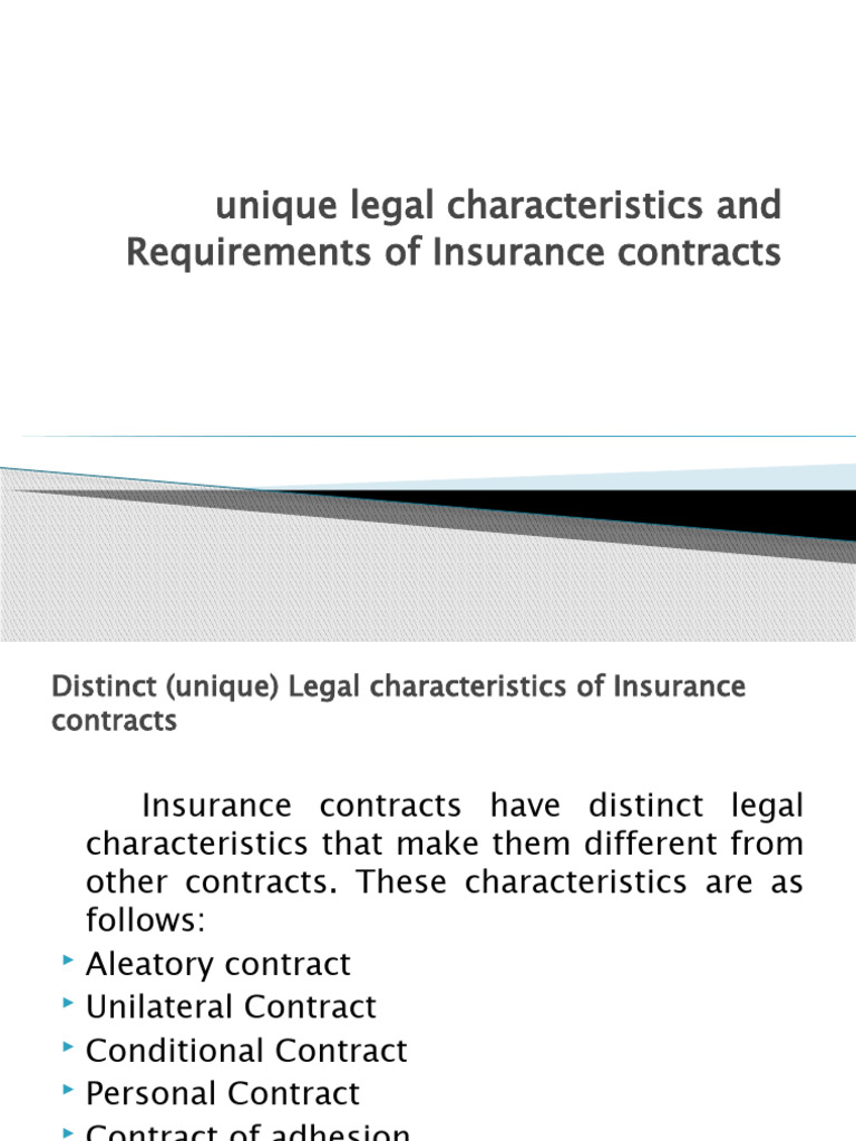 3unique Legal Characteristics and Requirements of Insurance | PDF ...