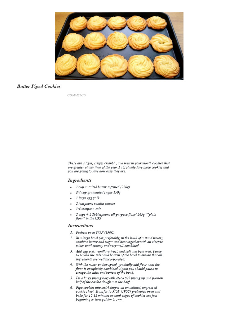 Recette How To Make - Butter Piped Cookies | PDF | Chocolate | Foods