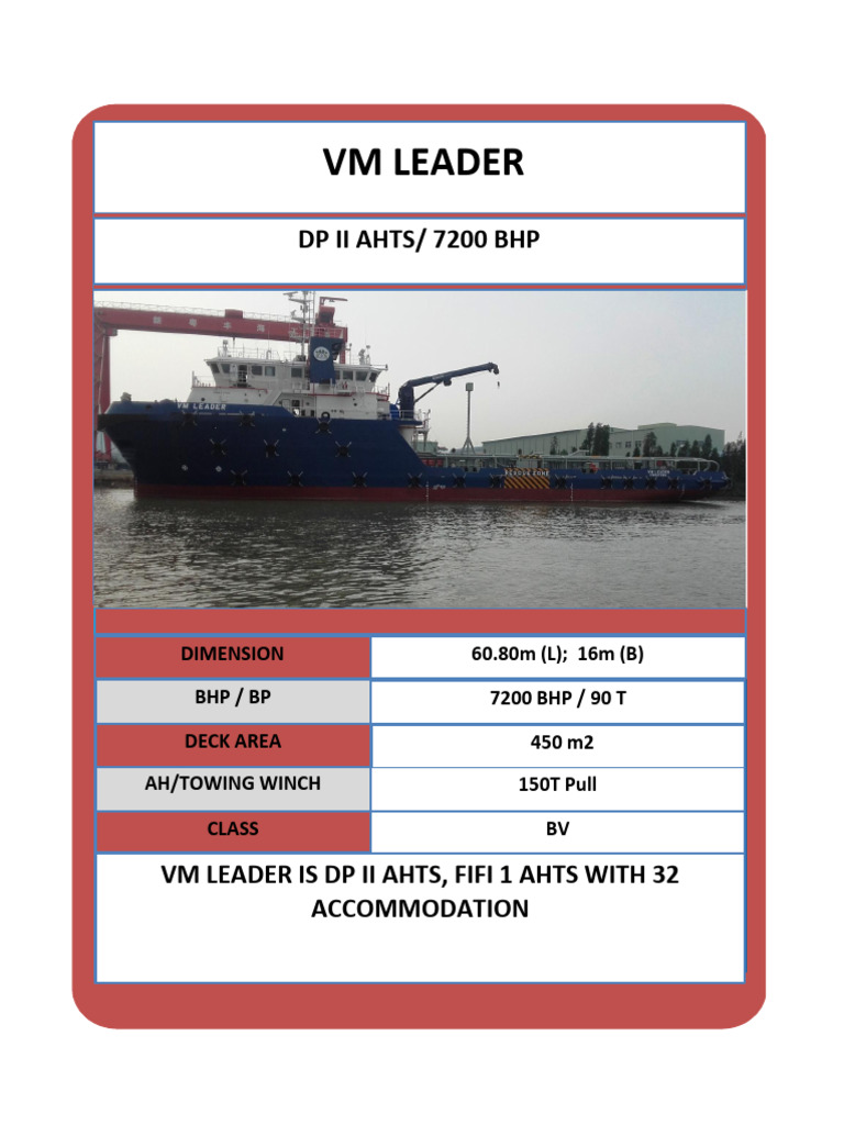 Offshore Vessel Specifications | PDF | Home & Garden | Technology ...