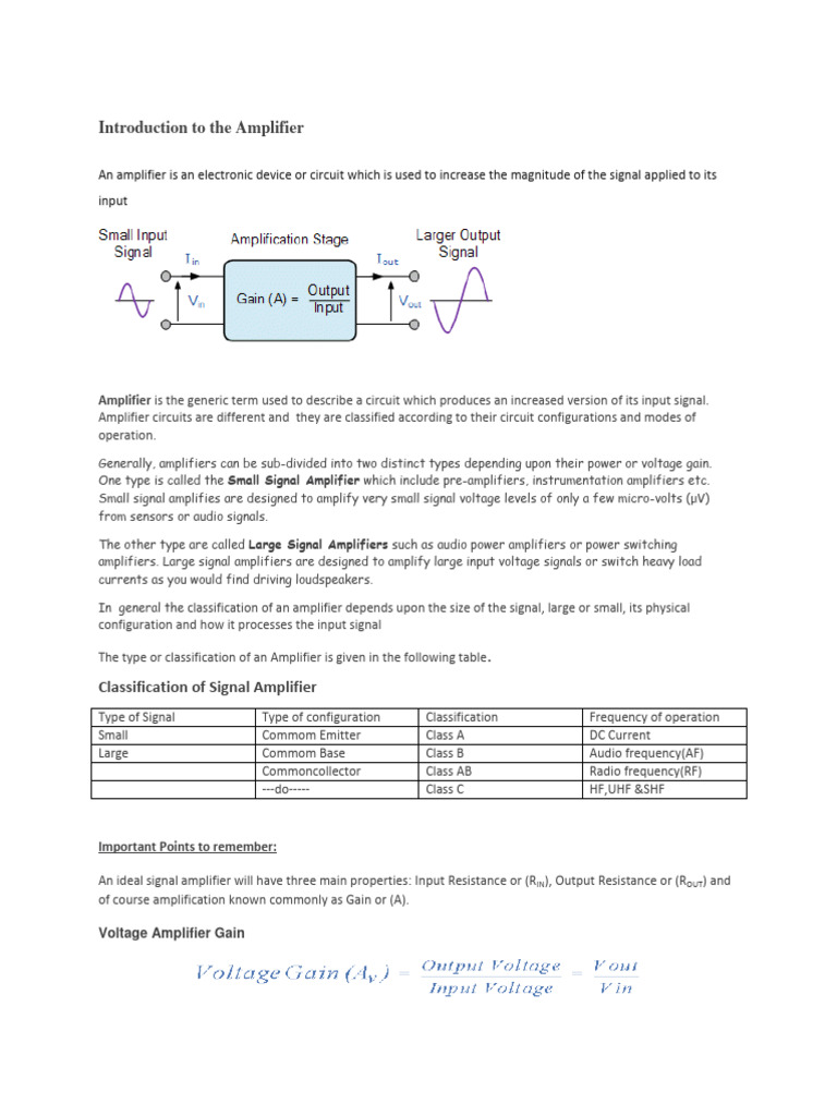 Introduction To The Amplifier Pdf Amplifier Decibel