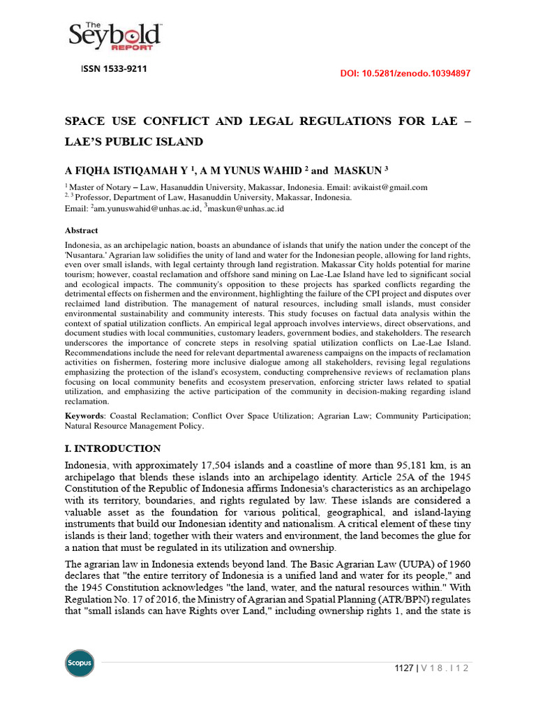 Space Use Conflict and Legal Regulations For Lae - Lae's Public Island ...