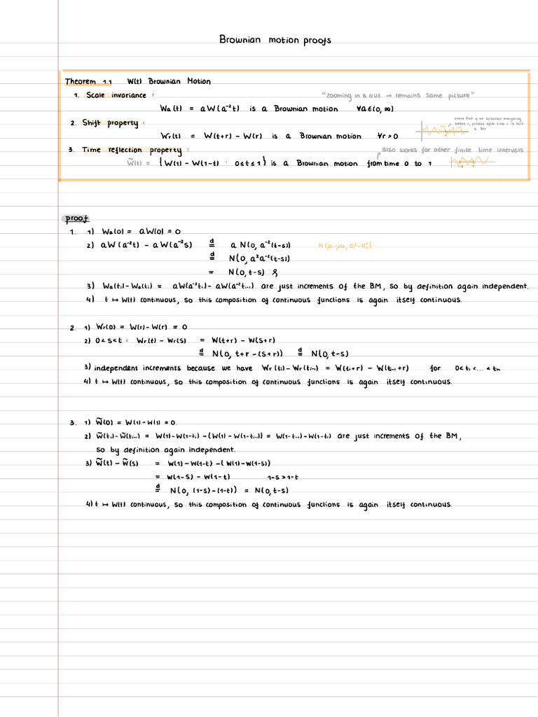 Proofs Brownian Motion | PDF | Mathematics | Mathematical Analysis