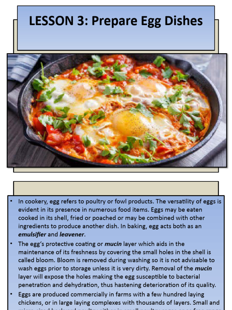 Lesson 3 Preparation of Eggs Dishes | PDF | Dishwasher | Egg White