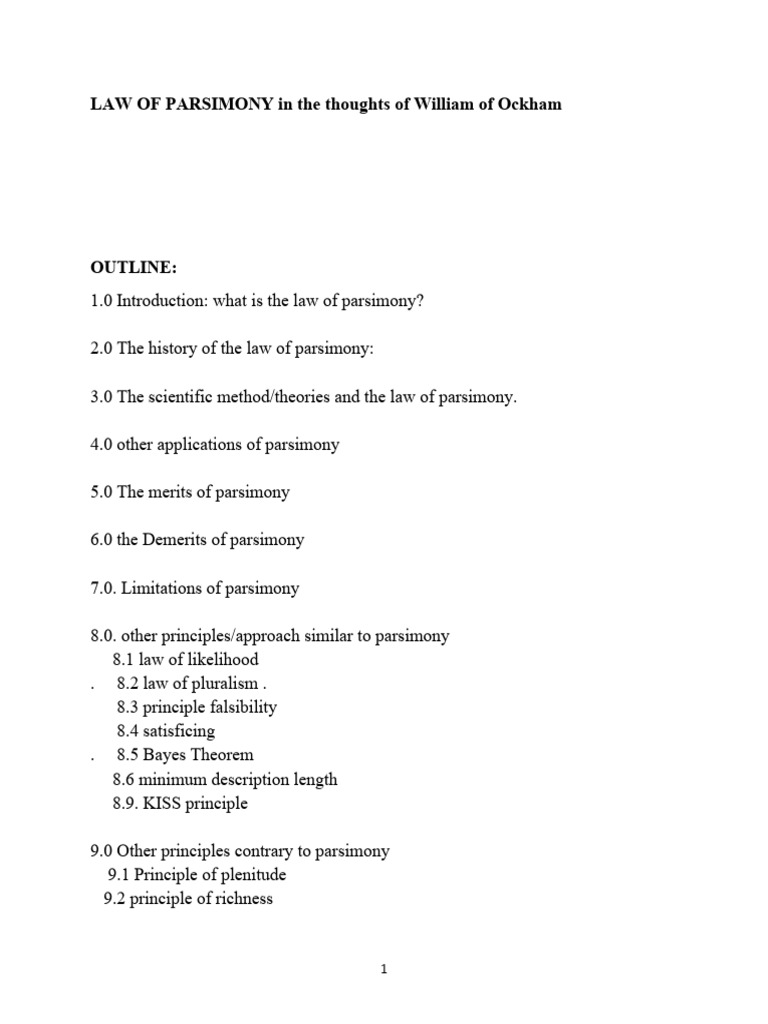 An Exposition of William of Ockham's Principle of Parsimony | Download Free PDF | Occam's Razor ...