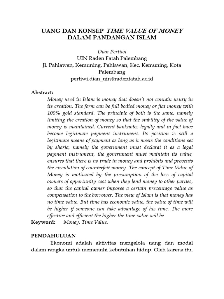 Uang Dan Konsep Time Value of Money | PDF
