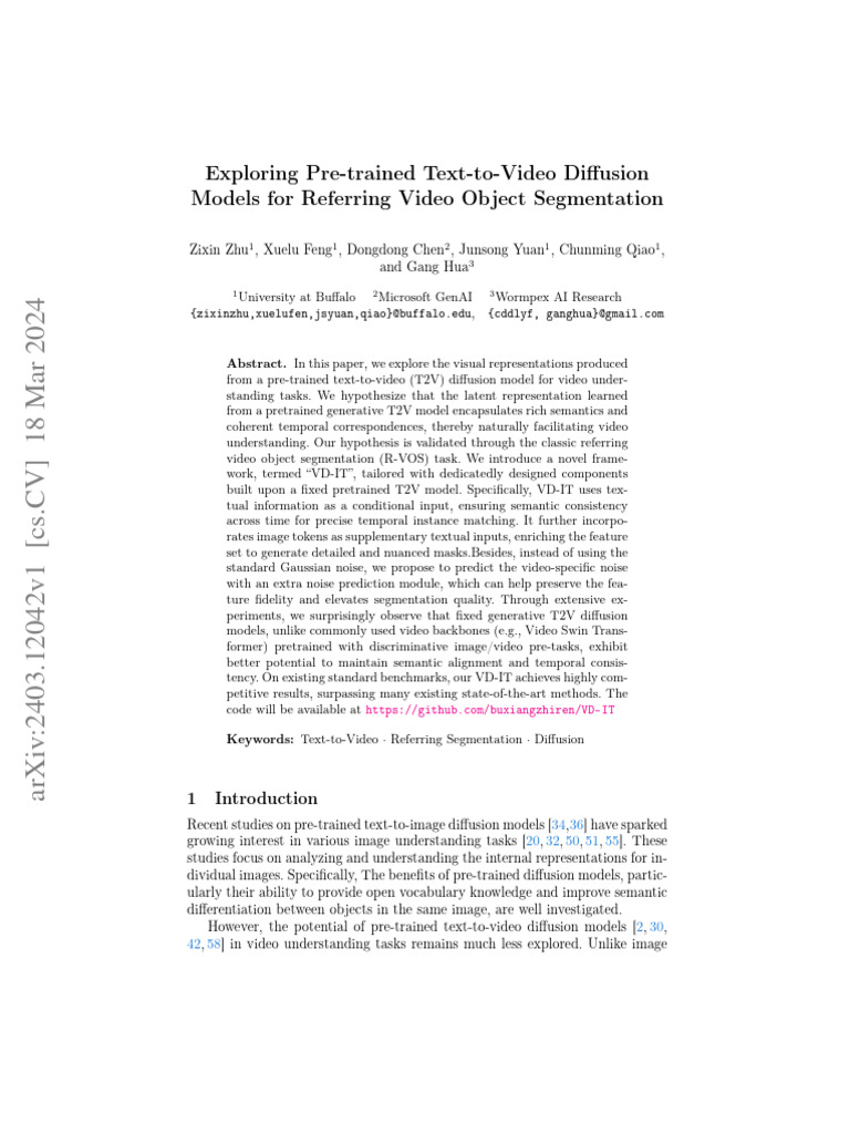 Exploring Pre-trained Text-to-Video Diffusion Models for Referring Video Object Segmentation ...