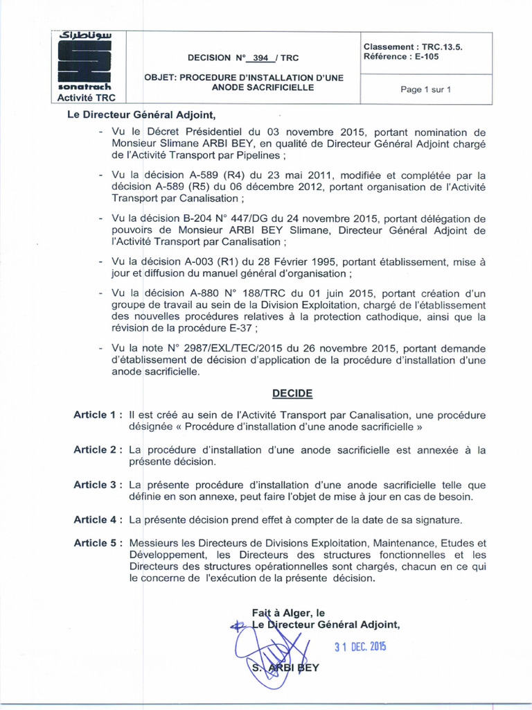 E-105_Procédure d’installation d’une anode sacrificielle | PDF