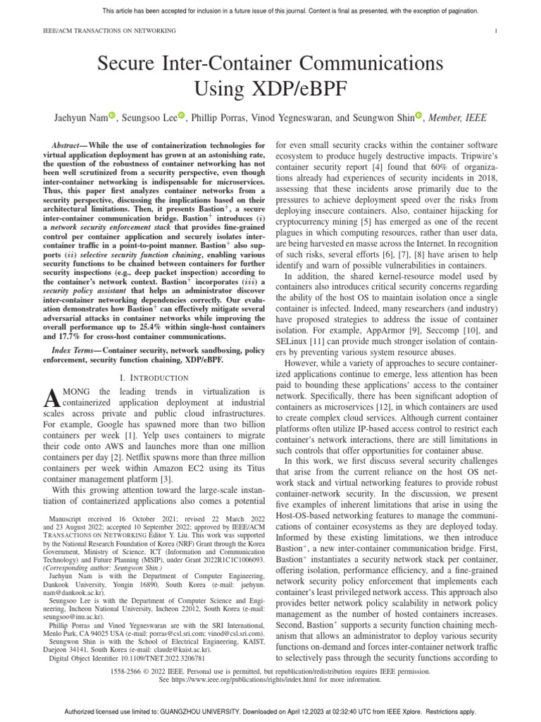 Secure Inter-Container Communications Using XDP EBPF | PDF | Computer ...