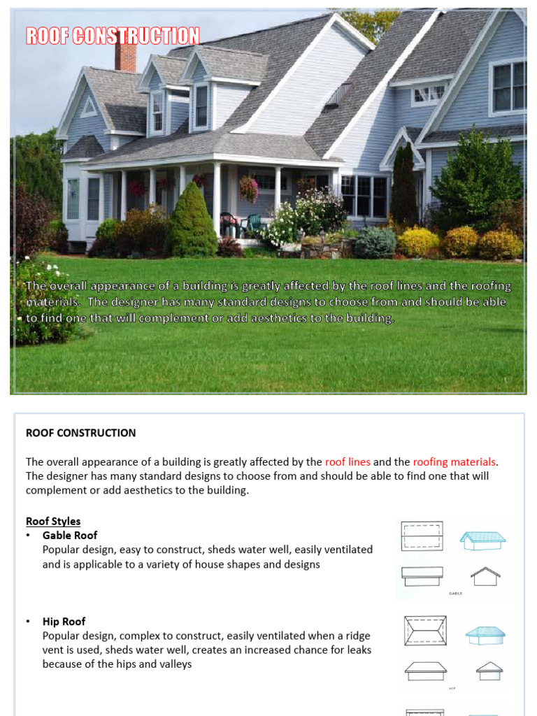 arch I-5-lesson-ROOF CONSTRUCTION | PDF | Roof | Structural Engineering