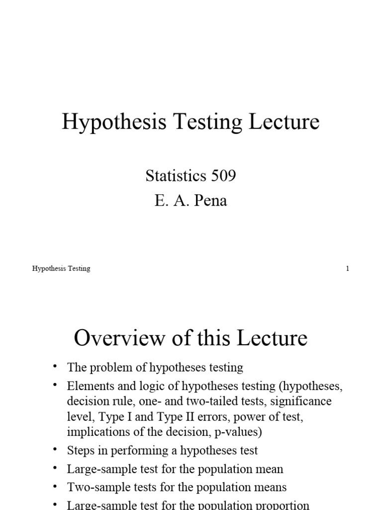 Understanding Hypothesis Testing Basics | PDF | P Value | Statistical ...