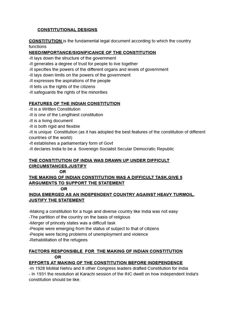 Constitutional Designs (India) | PDF | Constitution | Legal Documents