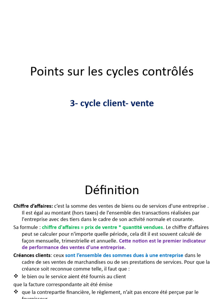 Cycle de vente client et contrôles associés | PDF | Comptabilité | Facture