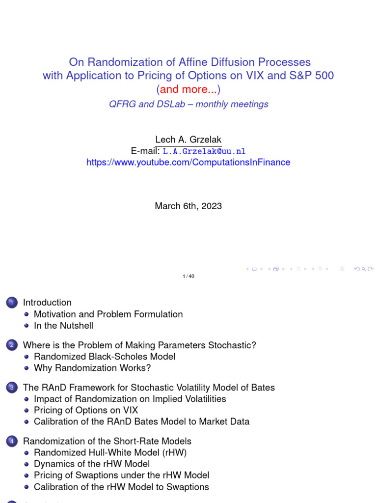Randomized Affine Diffusion for Options Pricing | PDF | Option (Finance) | Stochastic Process