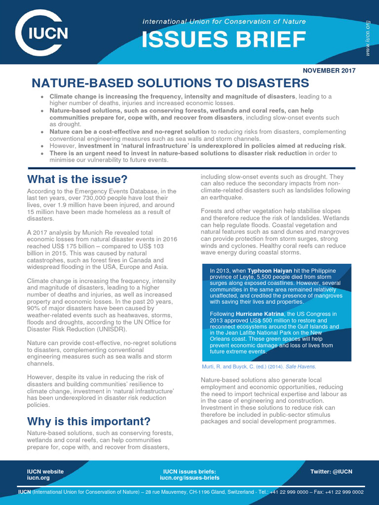 Nbs To Disasters Issues Brief Final | PDF | Natural Disasters | International Union For ...