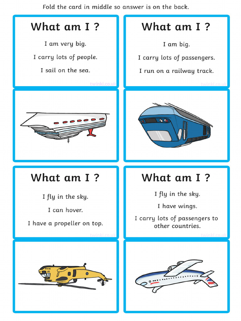 T S 3440 What Am I Transport Guessing Game - Ver - 3 | PDF