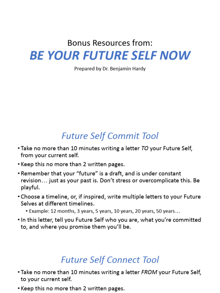 Future Self Tools and Exercises | PDF | Cognition | Psychology