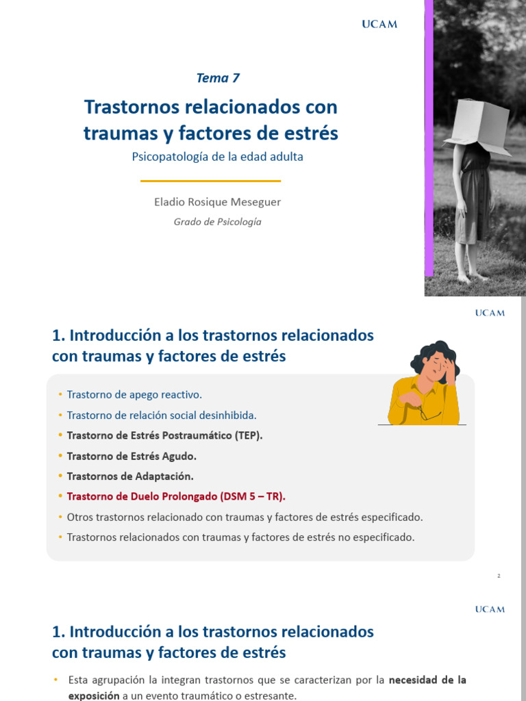 PEA. Tema7. Trastornos Traumas y Estrés. 2023-2024 - Eladio Rosique ... PEA. Tema7. Trastornos Traumas y Estrés. 2023-2024 - Eladio Rosique ...