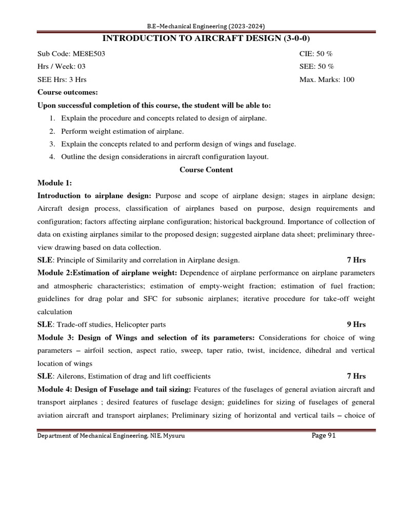 INTRODUCTION TO AIRCRAFT DESIGN | PDF | Aircraft | Airplane