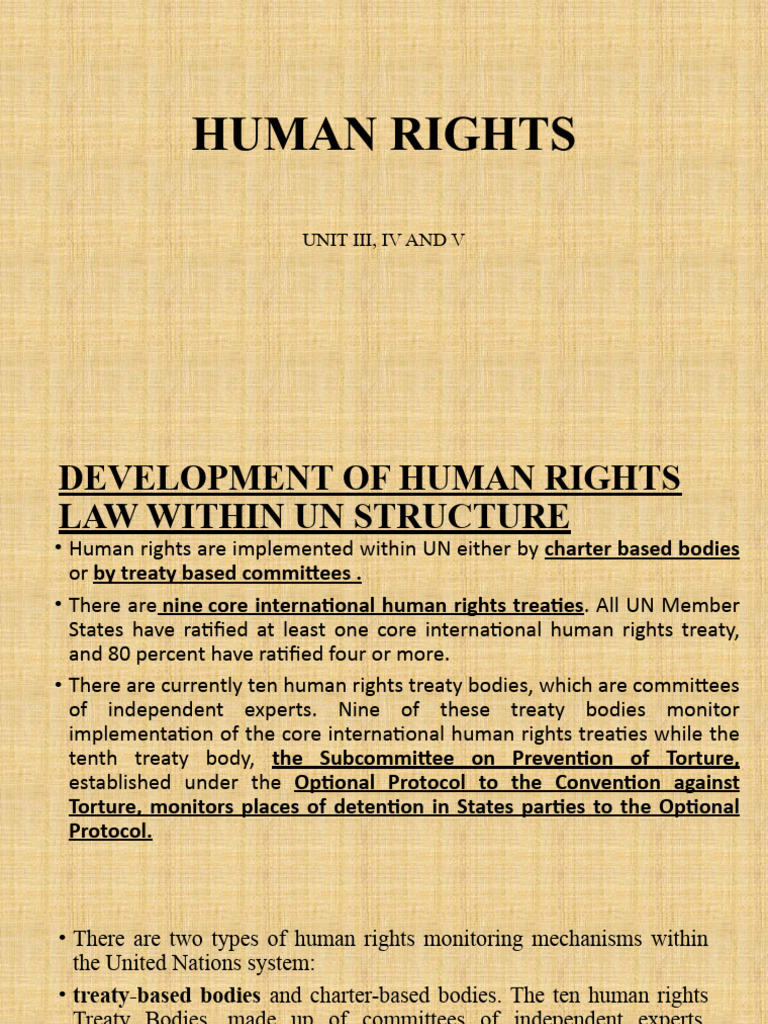 Human Rights - Nmims Unit 3,4 5 | PDF | Human Rights | Convention On ...